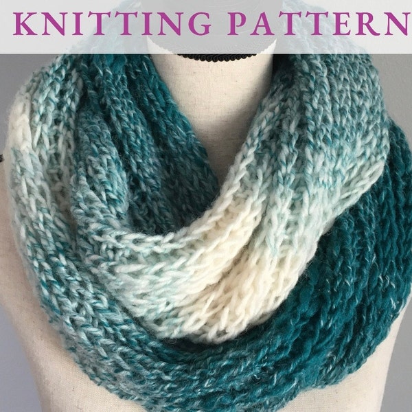 Knit Infinity Scarf Pattern Beginner Knitting Pattern Easy Knit Scarf ...