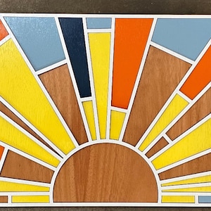 Geometric Mountain Triptych, Three Panels, Rustic Style Wall Art ...