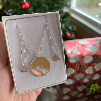 Mom and Daughter Mother Daughter Necklace Set Silver Mom and Daughter ...