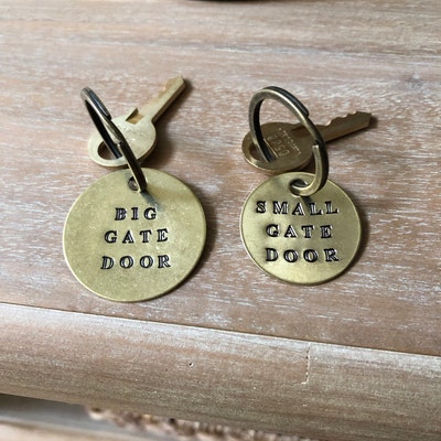 Minimalist Name Tag Personalized Keychain Hand-stamped Metal Tags Label ...