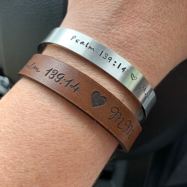 Personalized Leather Bracelet Engraved Your Custom Hashtag Bracelet ...
