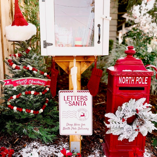 Letters to Santa Drop Box Sign, Quality North Pole Sign, Santa Letters ...