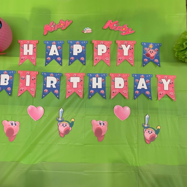 Kirby Printable Birthday Banner | Kirby Party Banner | Kirby Printable ...