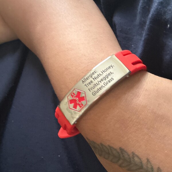 Personalized Medical Alert ID Bracelet,silicone Sports Wristband ...