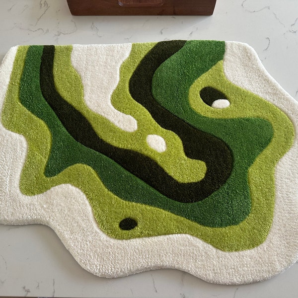 Green Moss Tufted Rug / Custom Rug, Fluffy & Soft, Handmade Rug ...