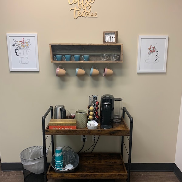 Coffee & Tea Bar Wall Sign, Small, 12in X10in, No Backboard - Kitchen ...