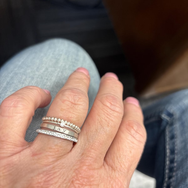 Stackable Rings | Silver Stacked Ring Set | Personalized Jewelry | Name ...