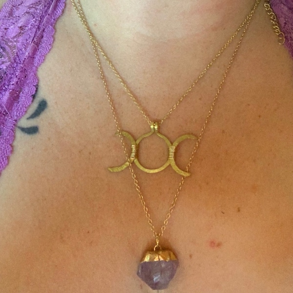 Triple Moon Goddess Necklace - Etsy