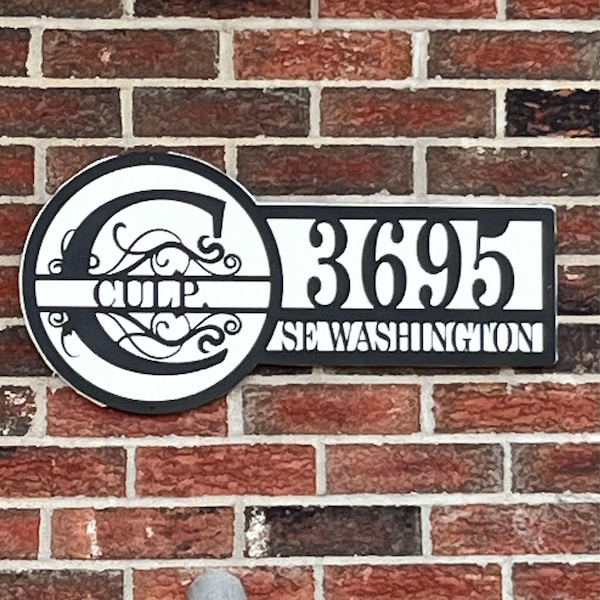 Split Letter Custom Address Sign - Custom Sign - Outdoor Metal Sign ...