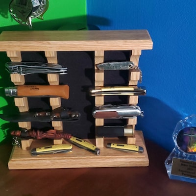 Custom Knife Display Stand Case Made From Solid Oak Wood. Knife Rack - Etsy