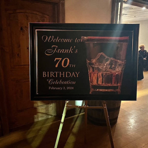 Whiskey and Cigar Welcome Sign, Welcome Sign, Birthday Sign, Whiskey ...