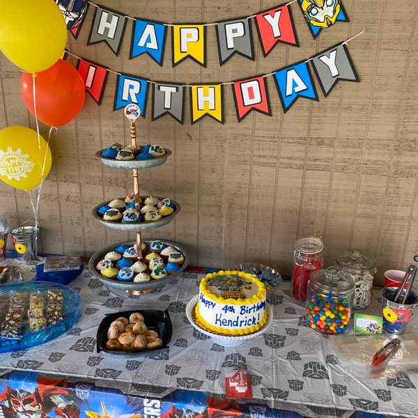Bots Birthday Banner | Personalized Transformers Banner | Bumblebee ...