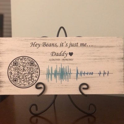 Personal Voicemail Message QR Code With Heartbeat Soundwave. Wood Sign ...