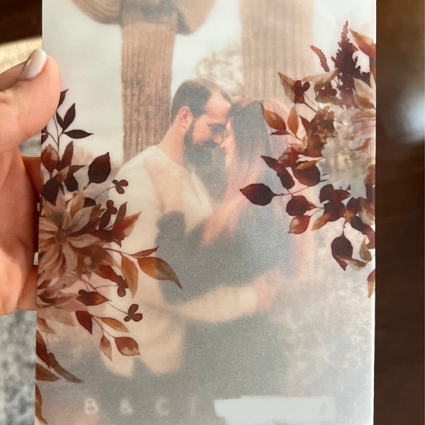 Fall Vellum Jacket With Rust Colored Leaves, Autumn Florals, Vellum ...