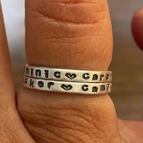 Personalized Stackable Ring Set, Mom Gift, Kids Name Rings ...