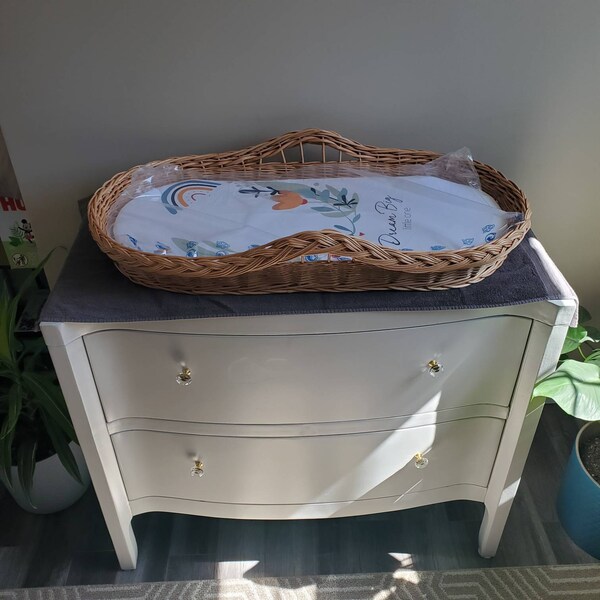Baby Changing Basket With Linen Sheet, Organic Baby Changing Basket ...