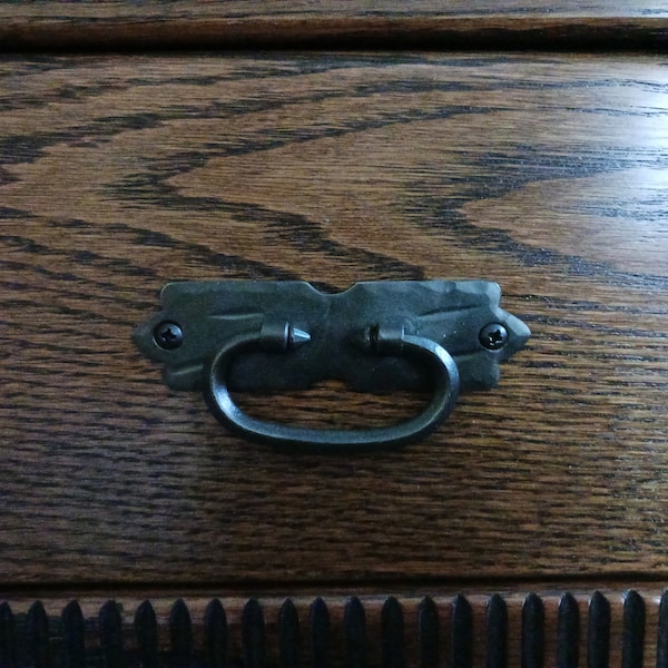 Cabinet Back Plate Ring Pull Drawer Handle Hand Forge Wrought Iron ...