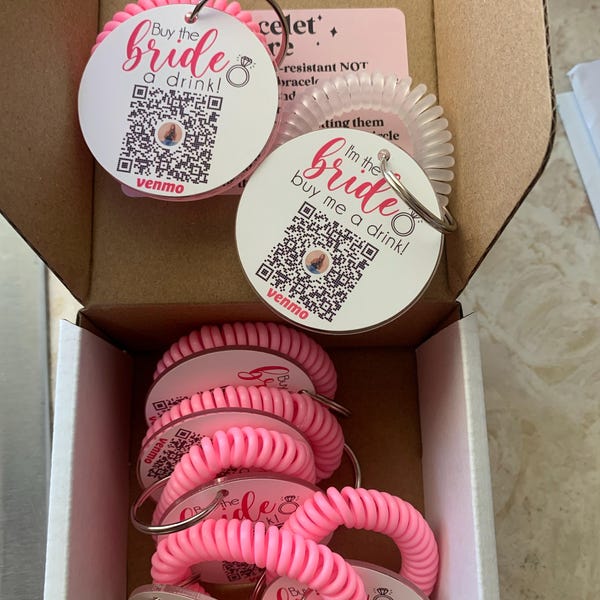 Buy the Bride a Drink, Bachelorette Party Bracelet, Venmo QR Code ...