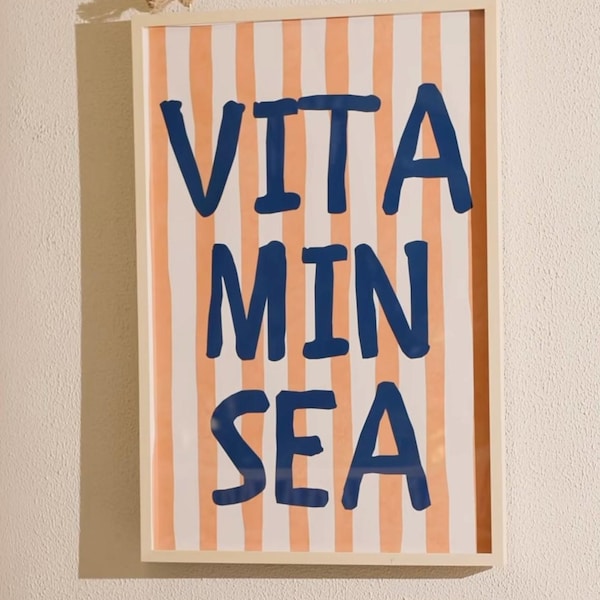 Tropical Wall Art Set of 6, Preppy Beach Poster Pack, Vitamin Sea ...