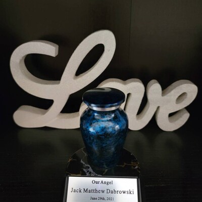 In Loving Memory Blue Heart Keepsake Urn Love Charms® Engraving Option ...