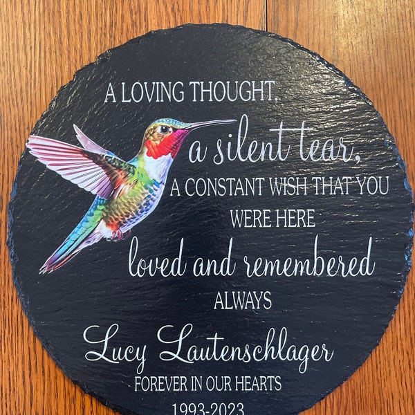 A Silent Tear Memorial Garden Stone, Sympathy Gift, Slate Grave Marker ...