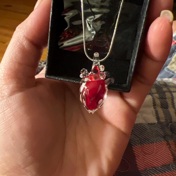 Glass Heart Blood Vial Necklace, Gothic Vampire Pendant, Blood Bond ...