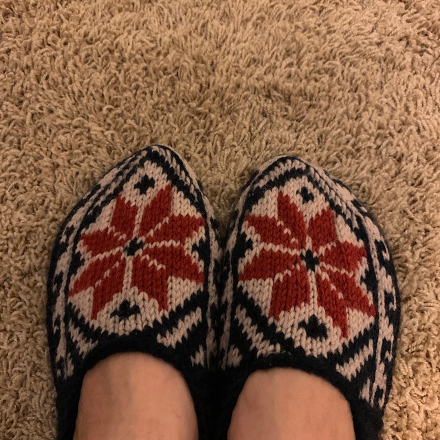 Knit slipper socks with Azerbaijani patterns by AzerbaijaniSocks