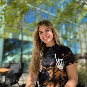 Acid Wash Skeleton Hand Shirt Peace Sign Hand Shirt Acid - Etsy