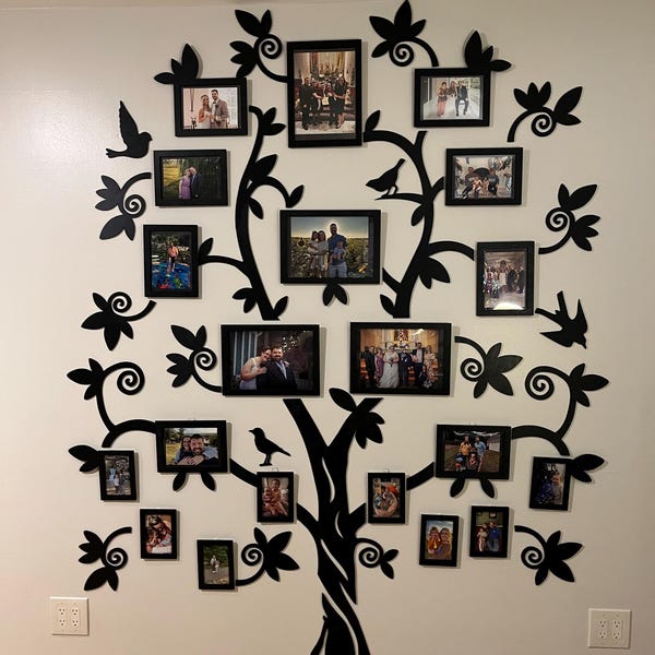 Custom Wooden Family Tree With Frames, Family Tree Wall Art, Wood ...