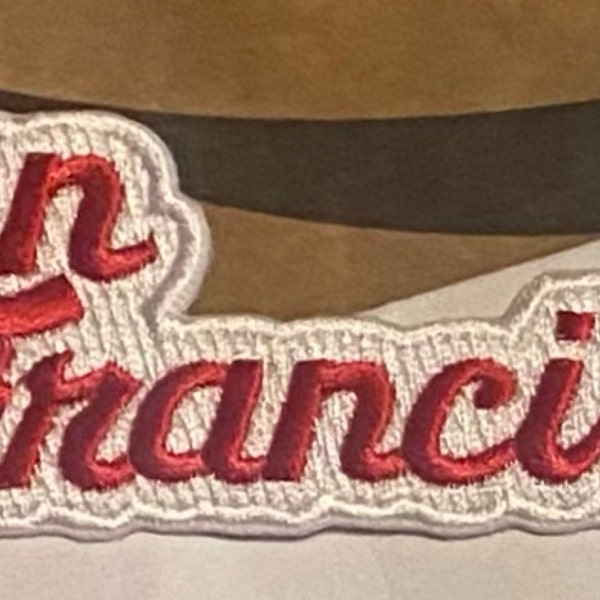 San Francisco Patch - California, Red/white Script Badge 4-5/8" (iron ...
