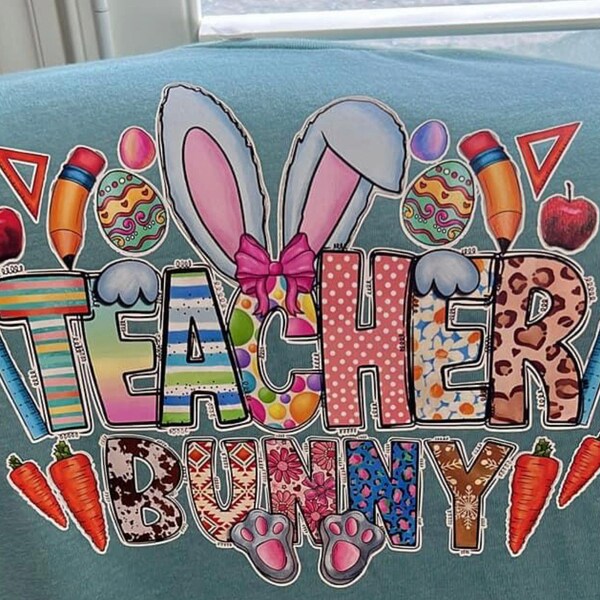 Teacher Bunny Png, Rabbit Png, Easter Teacher, Easter Png, Sublimation ...