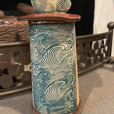 Oval Desktop Pencil and Pen Holder in Ancient Copper Glaze and Lively ...
