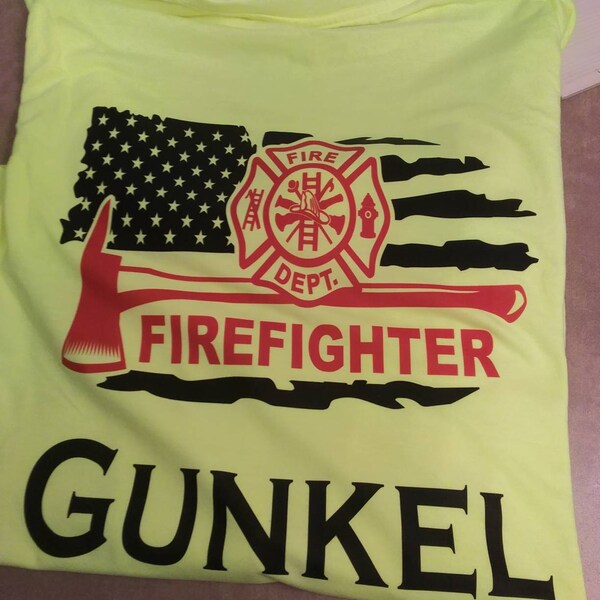 Fire Fighter Distressed Flag Logo Fire Fighter Background Axe Font ...