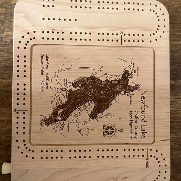 Laser-etched Cribbage Game Boards W/ Your Favorite Lake | Custom ...