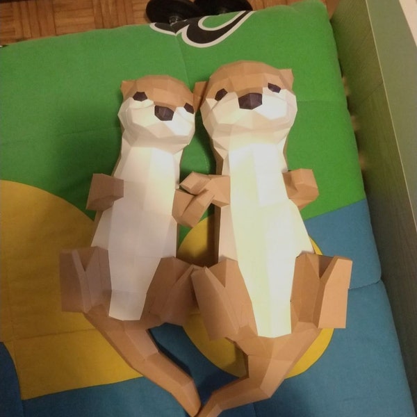 DIY Otter Couple + DXF | Otter Papercraft | Otter Template - Etsy