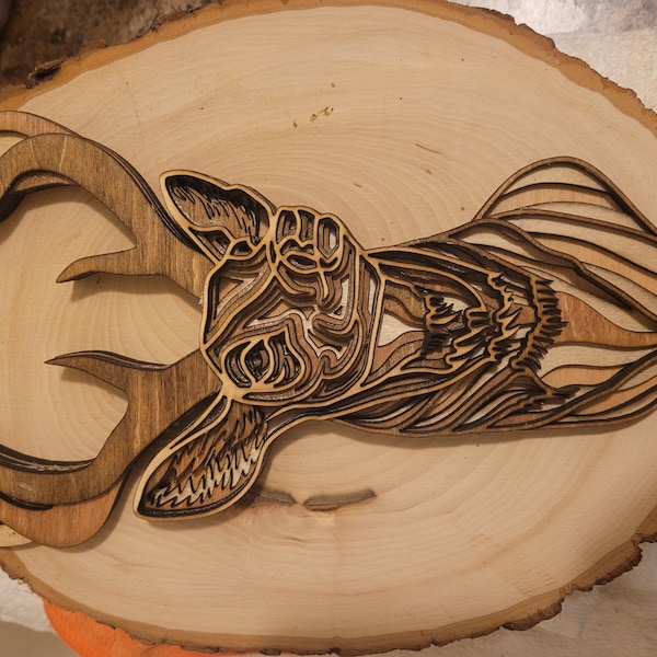 Multilayer Mountain Deer Laser Cut File Deer 3D Laser File SVG Layered ...