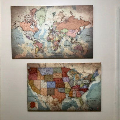 Vintage Push Pin World Map Personalized World Map Vintage Push Pin ...