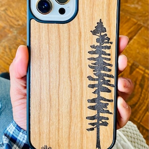 Cherry Sitka real Wood iPhone Case iPhone 15 Pro, 14, 13 Samsung Galaxy ...