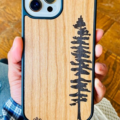 Cherry Sitka real Wood iPhone Case iPhone 15 Pro, 14, 13 Samsung Galaxy ...