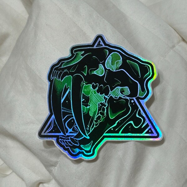 Toxic - Vinyl Holographic Sticker | 10cm | Holographic, Smilodon, Bones ...