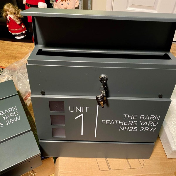 Contemporary Postbox, Personalised Post Box, Lockable Post Box, Grey ...