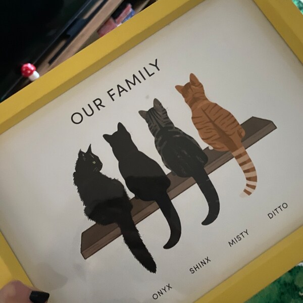 Custom Cat Portrait Print: up to 8 Cats, Beautiful Wall Art of Cats on ...