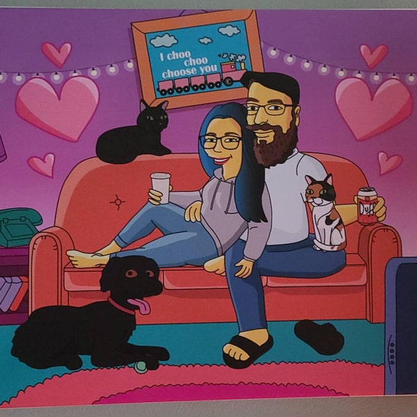 Custom Canvas Print (delivery in US) / Cartoon Portrait on Canvas ...