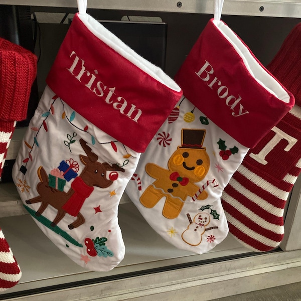 Personalized Christmas Stockings Luxury Velvet Stocking Embroidered ...