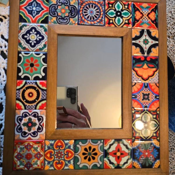 Mexican Tile Mirror, Bohemian Mirror, Mexican Tile, Mosaic Mirror ...