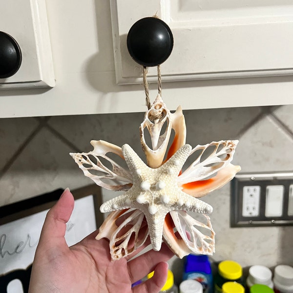 Coastal Seashell Snowflake Starfish Ornament - Etsy