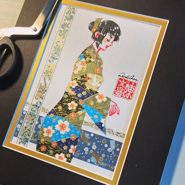 Dark Green Japan Origami Paper / Gold Foil Paper/ Yuzen Chiyogami ...