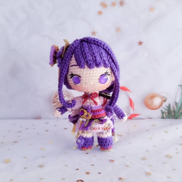 Crochet PDF Pattern: "raiden Shogun" Chibi Amigurumi (english, Spanish ...