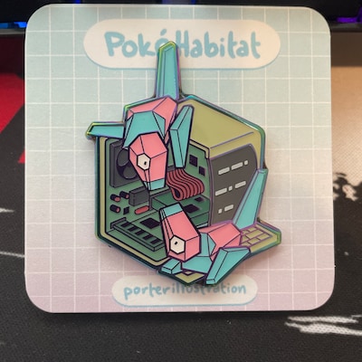 Pokehabitat: Virtual Rainbow Metal Porygon Enamel Pin - Etsy
