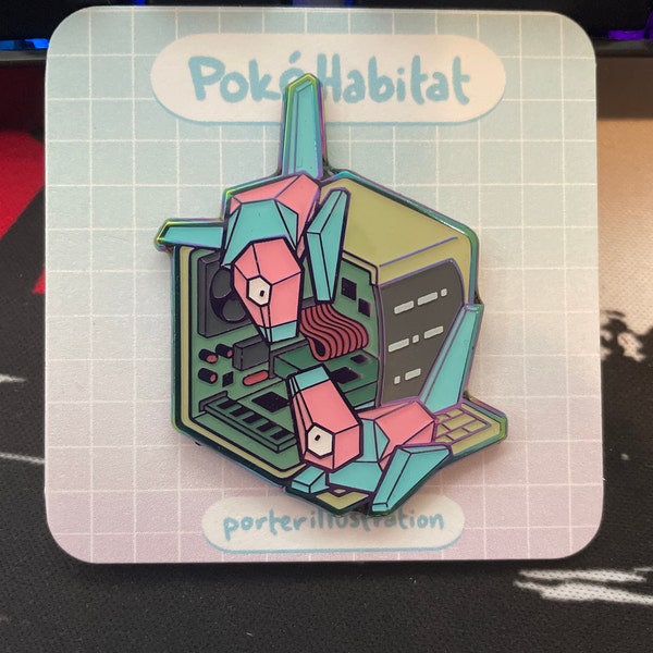 Pokehabitat: Virtual Rainbow Metal Porygon Enamel Pin - Etsy